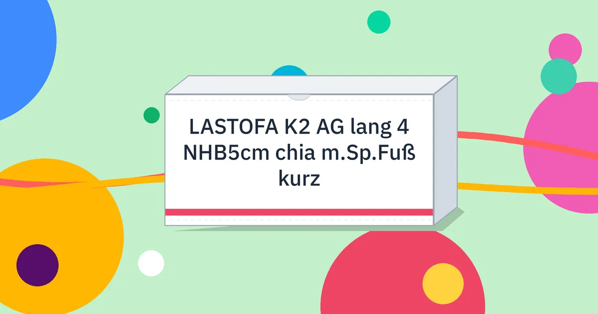 Symbolbild: Packung mit der Aufschrift LASTOFA K2 AG lang 4 NHB5cm chia m.Sp.Fuß kurz (PZN 13804898) – Verfügbarkeit und Bezug in Apotheken in Frankfurt am Main