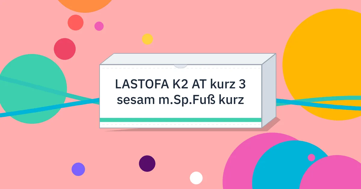 Symbolbild: Packung mit der Aufschrift LASTOFA K2 AT kurz 3 sesam m.Sp.Fuß kurz (PZN 13809111) – Verfügbarkeit und Bezug in Apotheken in Frankfurt am Main