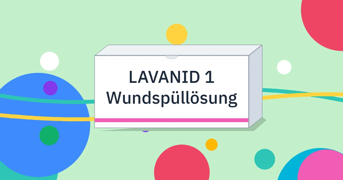 Symbolbild: Packung mit der Aufschrift LAVANID 1 Wundspüllösung (PZN 18669620) – Verfügbarkeit und Bezug in Apotheken in Frankfurt am Main