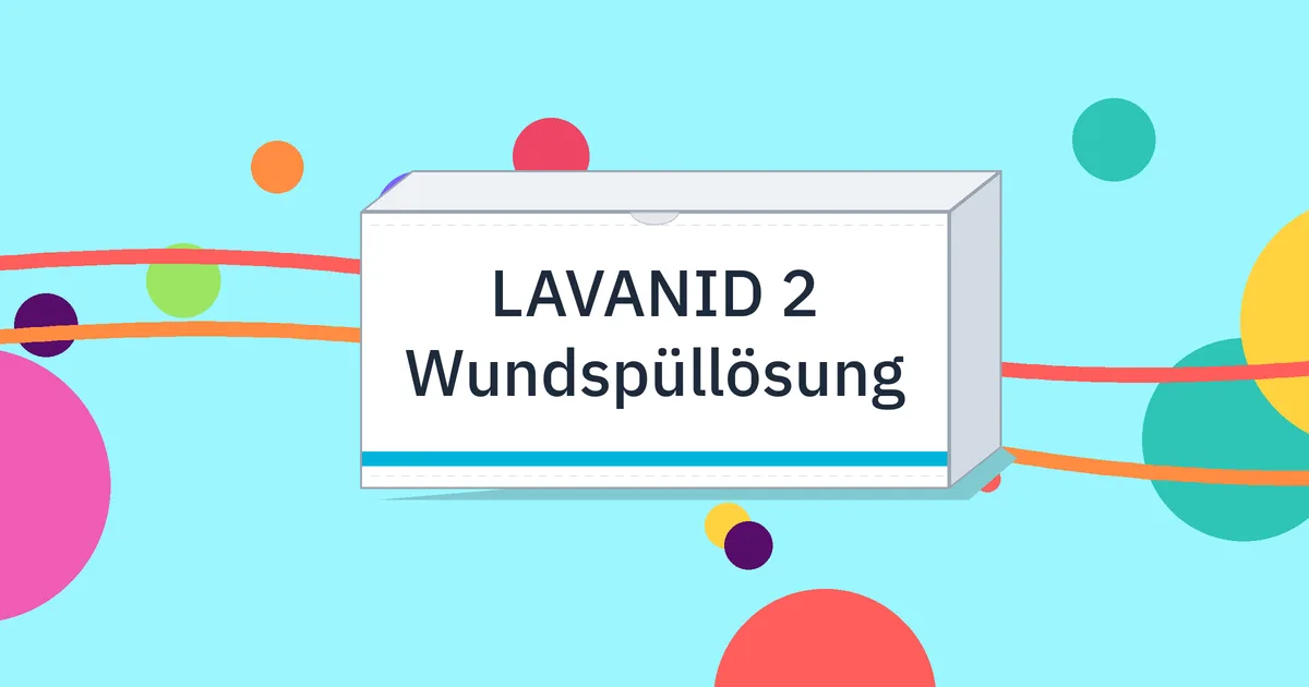 Symbolbild: Packung mit der Aufschrift LAVANID 2 Wundspüllösung (PZN 18731046) – Verfügbarkeit und Bezug in Apotheken in Frankfurt am Main