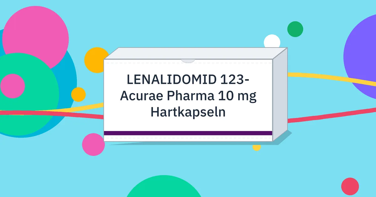 Symbolbild: Packung mit der Aufschrift LENALIDOMID 123-Acurae Pharma 10 mg Hartkapseln (PZN 17612546) – Verfügbarkeit und Bezug in Apotheken in Frankfurt am Main
