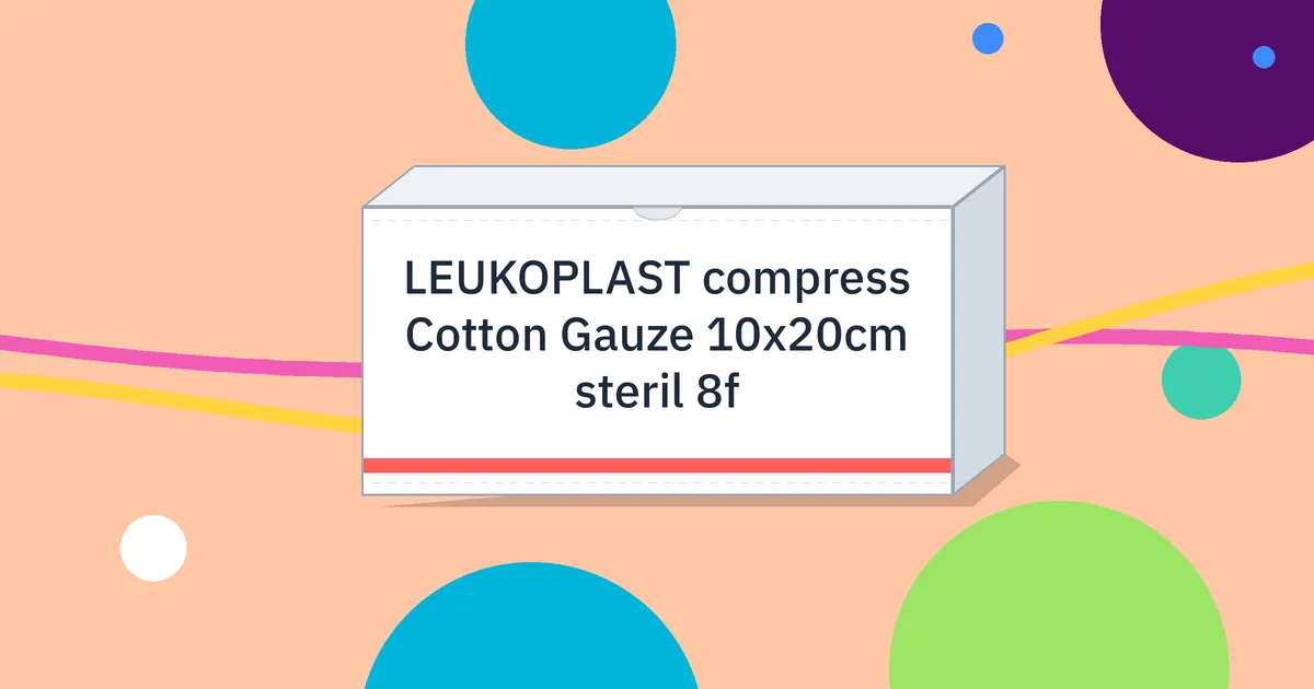 Symbolbild: Packung mit der Aufschrift LEUKOPLAST compress Cotton Gauze 10x20cm steril 8f (PZN 17207923) – Verfügbarkeit und Bezug in Apotheken in Frankfurt am Main