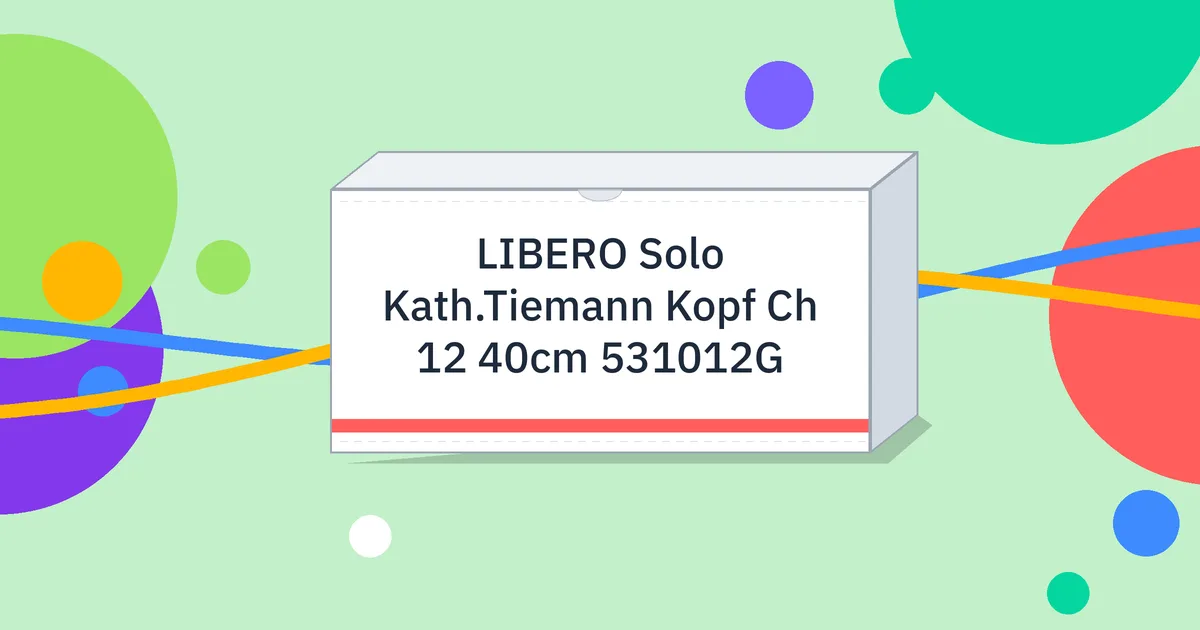 Symbolbild: Packung mit der Aufschrift LIBERO Solo Kath.Tiemann Kopf Ch 12 40cm 531012G (PZN 03731804) – Verfügbarkeit und Bezug in Apotheken in Frankfurt am Main