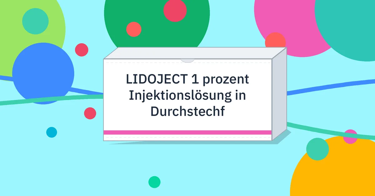 Symbolbild: Packung mit der Aufschrift LIDOJECT 1 prozent Injektionslösung in Durchstechf (PZN 06955220) – Verfügbarkeit und Bezug in Apotheken in Frankfurt am Main