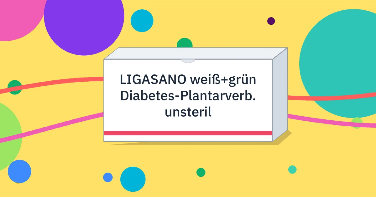 Symbolbild: Packung mit der Aufschrift LIGASANO weiß+grün Diabetes-Plantarverb. unsteril (PZN 17251031) – Verfügbarkeit und Bezug in Apotheken in Frankfurt am Main