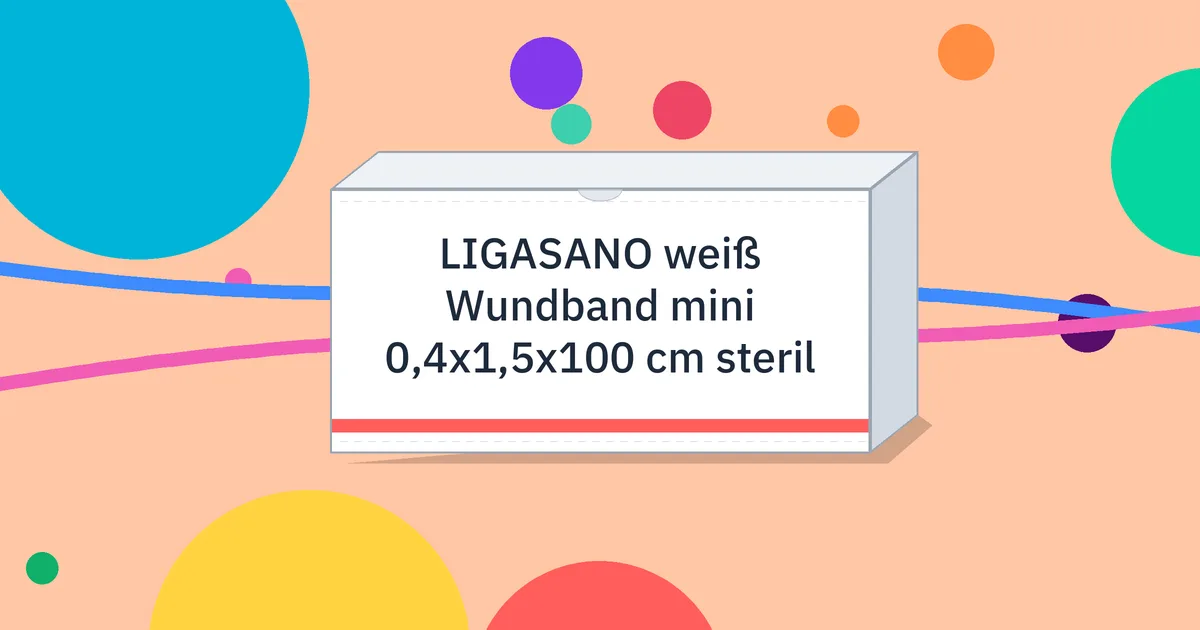 Symbolbild: Packung mit der Aufschrift LIGASANO weiß Wundband mini 0,4x1,5x100 cm steril (PZN 17251539) – Verfügbarkeit und Bezug in Apotheken in Frankfurt am Main