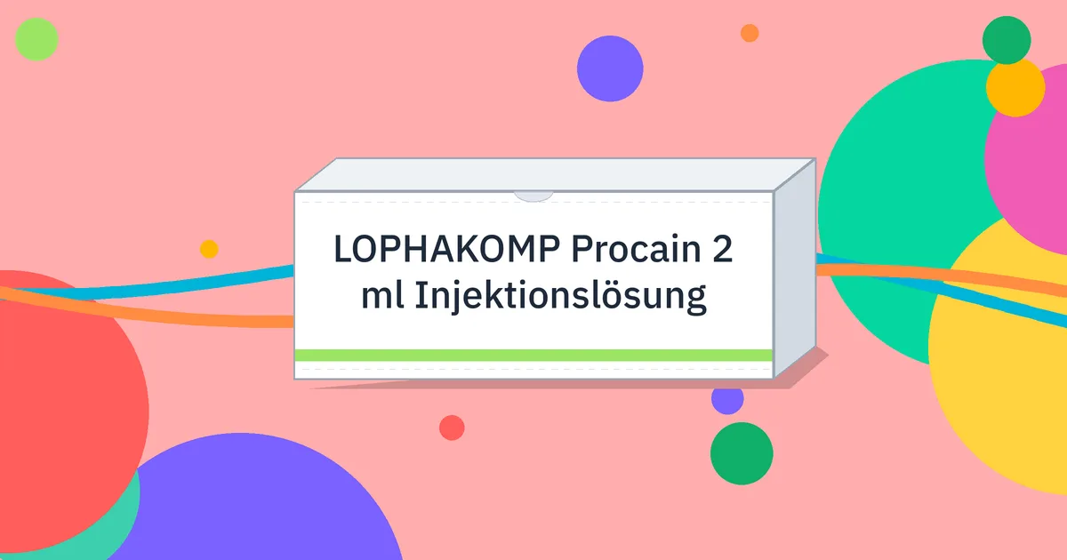 Symbolbild: Packung mit der Aufschrift LOPHAKOMP Procain 2 ml Injektionslösung (PZN 06057917) – Verfügbarkeit und Bezug in Apotheken in Frankfurt am Main