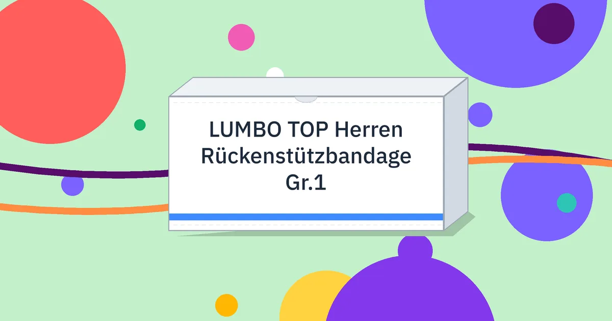 Symbolbild: Packung mit der Aufschrift LUMBO TOP Herren Rückenstützbandage Gr.1 (PZN 05045533) – Verfügbarkeit und Bezug in Apotheken in Frankfurt am Main