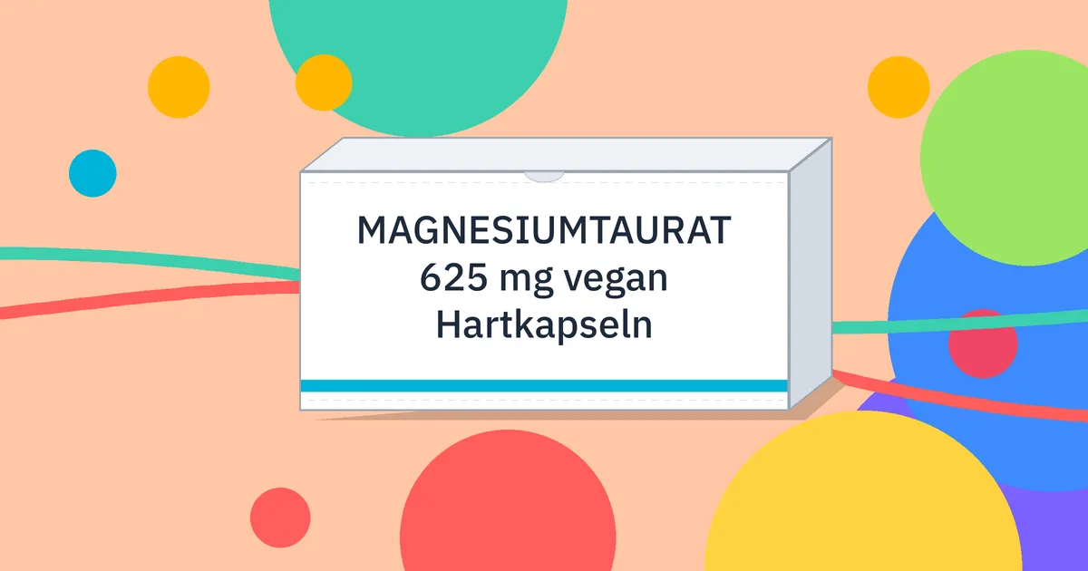 Symbolbild: Packung mit der Aufschrift MAGNESIUMTAURAT 625 mg vegan Hartkapseln (PZN 19787706) – Verfügbarkeit und Bezug in Apotheken in Frankfurt am Main