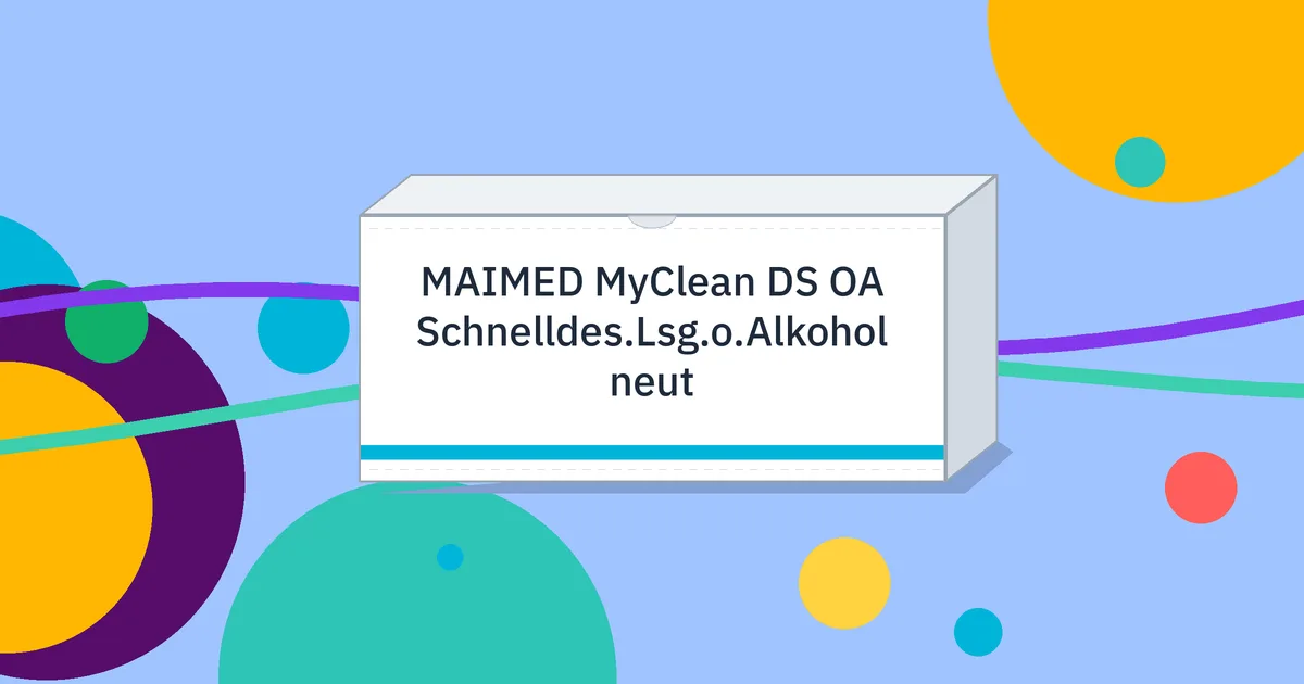 Symbolbild: Packung mit der Aufschrift MAIMED MyClean DS OA Schnelldes.Lsg.o.Alkohol neut (PZN 10305769) – Verfügbarkeit und Bezug in Apotheken in Frankfurt am Main