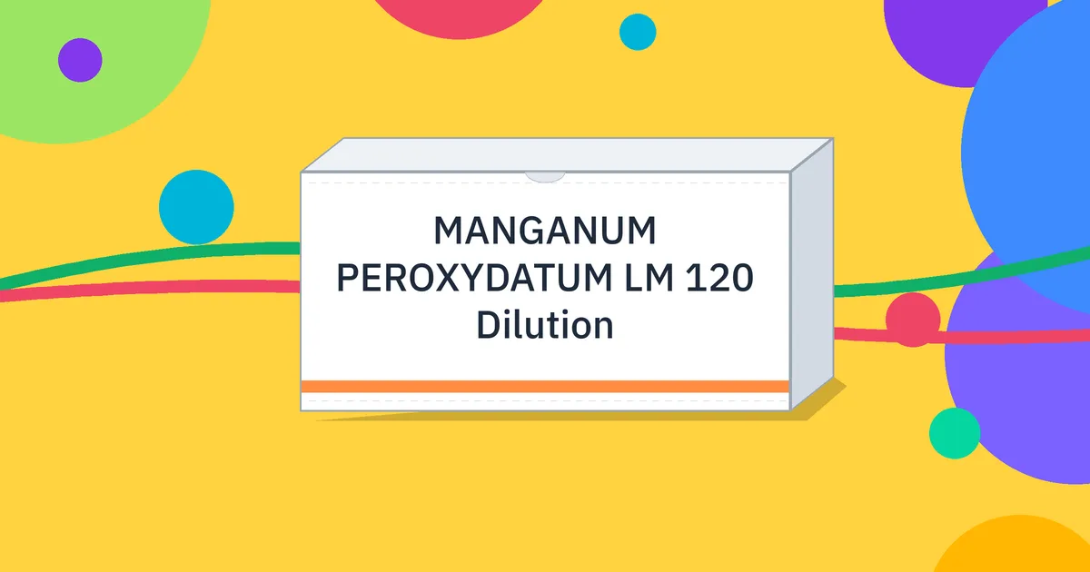 Symbolbild: Packung mit der Aufschrift MANGANUM PEROXYDATUM LM 120 Dilution (PZN 12945390) – Verfügbarkeit und Bezug in Apotheken in Frankfurt am Main