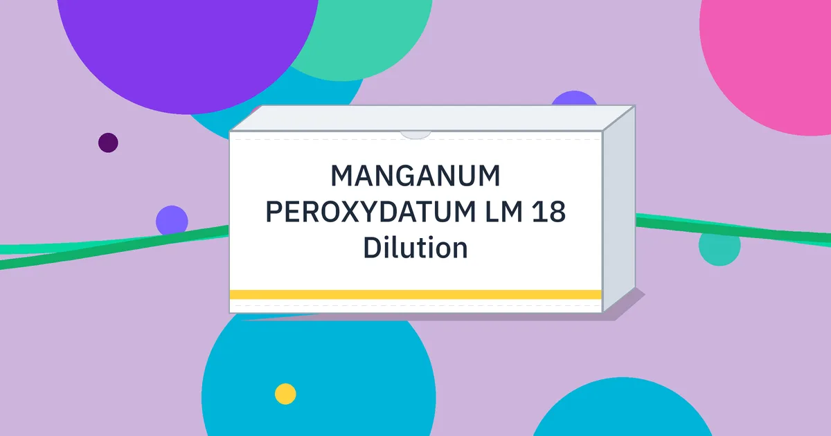 Symbolbild: Packung mit der Aufschrift MANGANUM PEROXYDATUM LM 18 Dilution (PZN 12945131) – Verfügbarkeit und Bezug in Apotheken in Frankfurt am Main