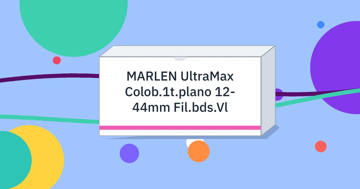 Symbolbild: Packung mit der Aufschrift MARLEN UltraMax Colob.1t.plano 12-44mm Fil.bds.Vl (PZN 00625059) – Verfügbarkeit und Bezug in Apotheken in Frankfurt am Main