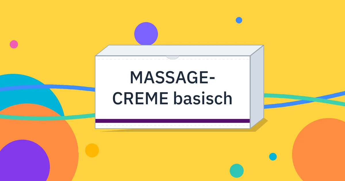 Symbolbild: Packung mit der Aufschrift MASSAGE-CREME basisch (PZN 05859135) – Verfügbarkeit und Bezug in Apotheken in Frankfurt am Main