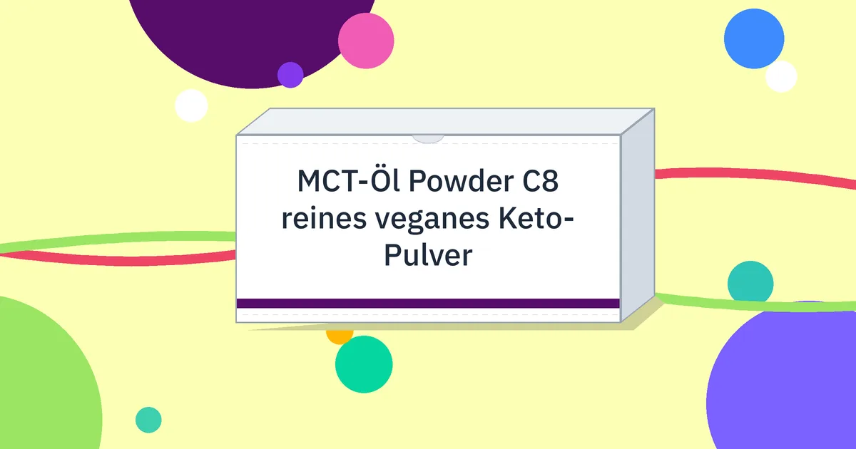 Symbolbild: Packung mit der Aufschrift MCT-Öl Powder C8 reines veganes Keto-Pulver (PZN 19885998) – Verfügbarkeit und Bezug in Apotheken in Frankfurt am Main