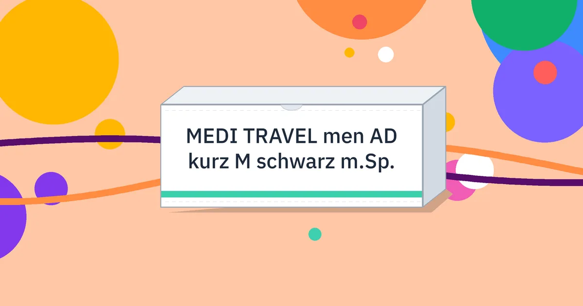 Symbolbild: Packung mit der Aufschrift MEDI TRAVEL men AD kurz M schwarz m.Sp. (PZN 07677823) – Verfügbarkeit und Bezug in Apotheken in Frankfurt am Main