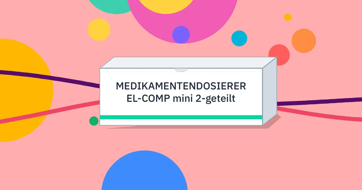Symbolbild: Packung mit der Aufschrift MEDIKAMENTENDOSIERER EL-COMP mini 2-geteilt (PZN 09375061) – Verfügbarkeit und Bezug in Apotheken in Frankfurt am Main