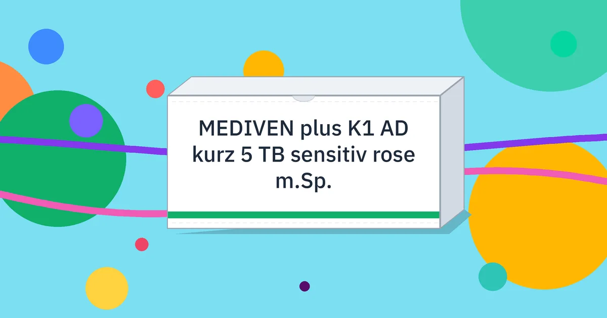 Symbolbild: Packung mit der Aufschrift MEDIVEN plus K1 AD kurz 5 TB sensitiv rose m.Sp. (PZN 15053522) – Verfügbarkeit und Bezug in Apotheken in Frankfurt am Main