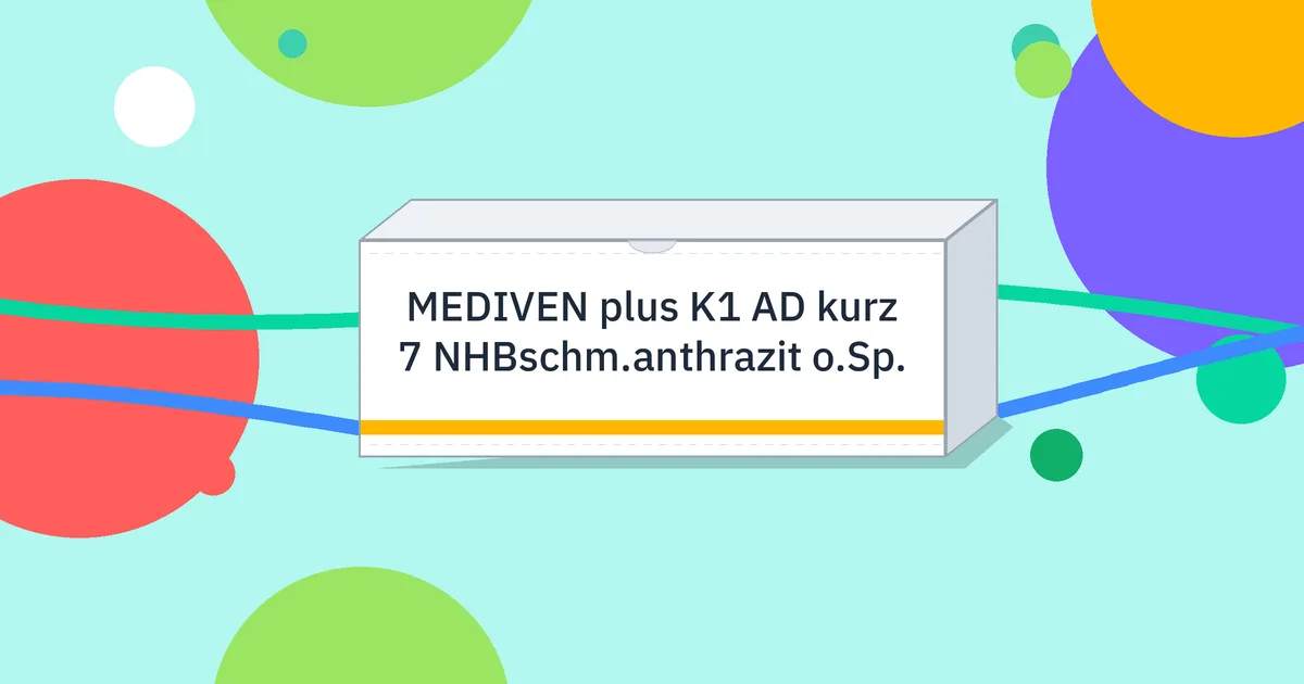 Symbolbild: Packung mit der Aufschrift MEDIVEN plus K1 AD kurz 7 NHBschm.anthrazit o.Sp. (PZN 15898774) – Verfügbarkeit und Bezug in Apotheken in Frankfurt am Main