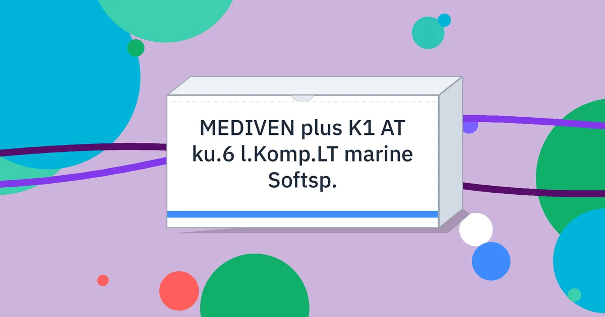 Symbolbild: Packung mit der Aufschrift MEDIVEN plus K1 AT ku.6 l.Komp.LT marine Softsp. (PZN 15028725) – Verfügbarkeit und Bezug in Apotheken in Frankfurt am Main