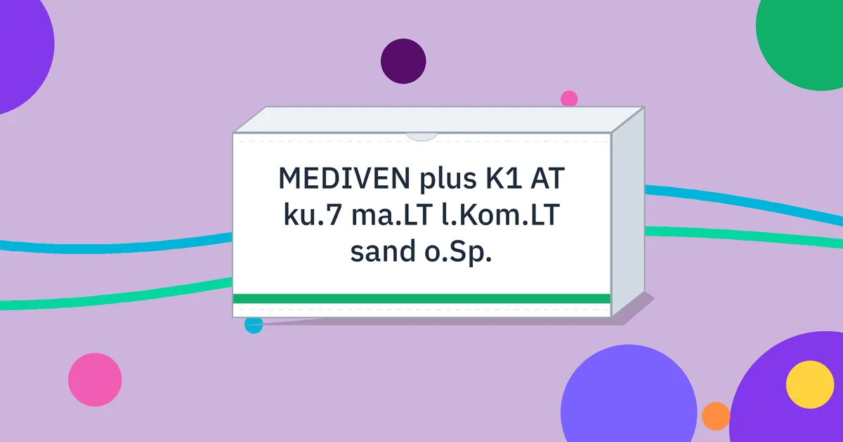 Symbolbild: Packung mit der Aufschrift MEDIVEN plus K1 AT ku.7 ma.LT l.Kom.LT sand o.Sp. (PZN 18943765) – Verfügbarkeit und Bezug in Apotheken in Frankfurt am Main