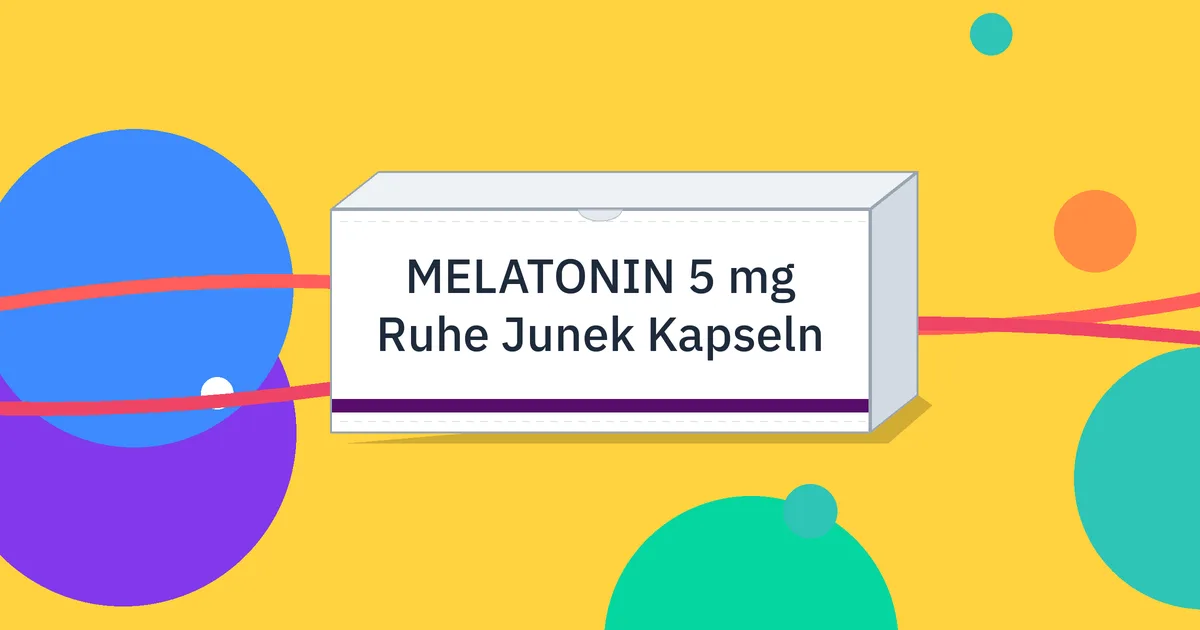 Symbolbild: Packung mit der Aufschrift MELATONIN 5 mg Ruhe Junek Kapseln (PZN 17900564) – Verfügbarkeit und Bezug in Apotheken in Frankfurt am Main