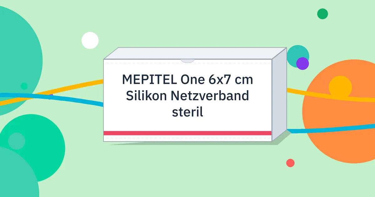 Symbolbild: Packung mit der Aufschrift MEPITEL One 6x7 cm Silikon Netzverband steril (PZN 19078074) – Verfügbarkeit und Bezug in Apotheken in Frankfurt am Main