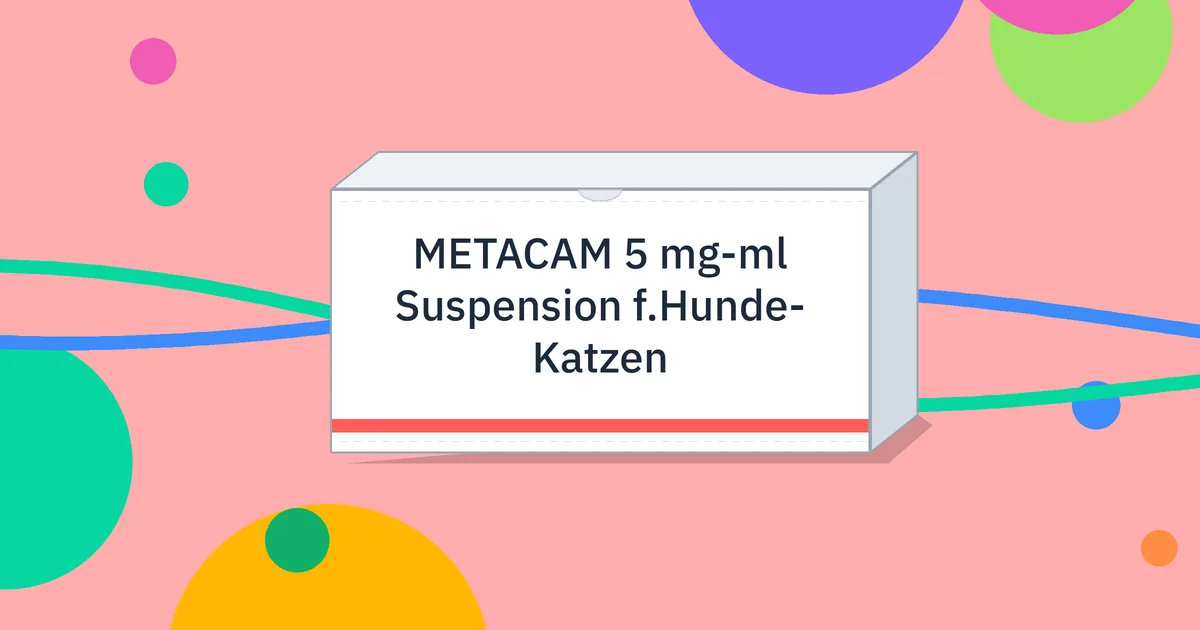 Symbolbild: Packung mit der Aufschrift METACAM 5 mg-ml Suspension f.Hunde-Katzen (PZN 08890217) – Verfügbarkeit und Bezug in Apotheken in Frankfurt am Main