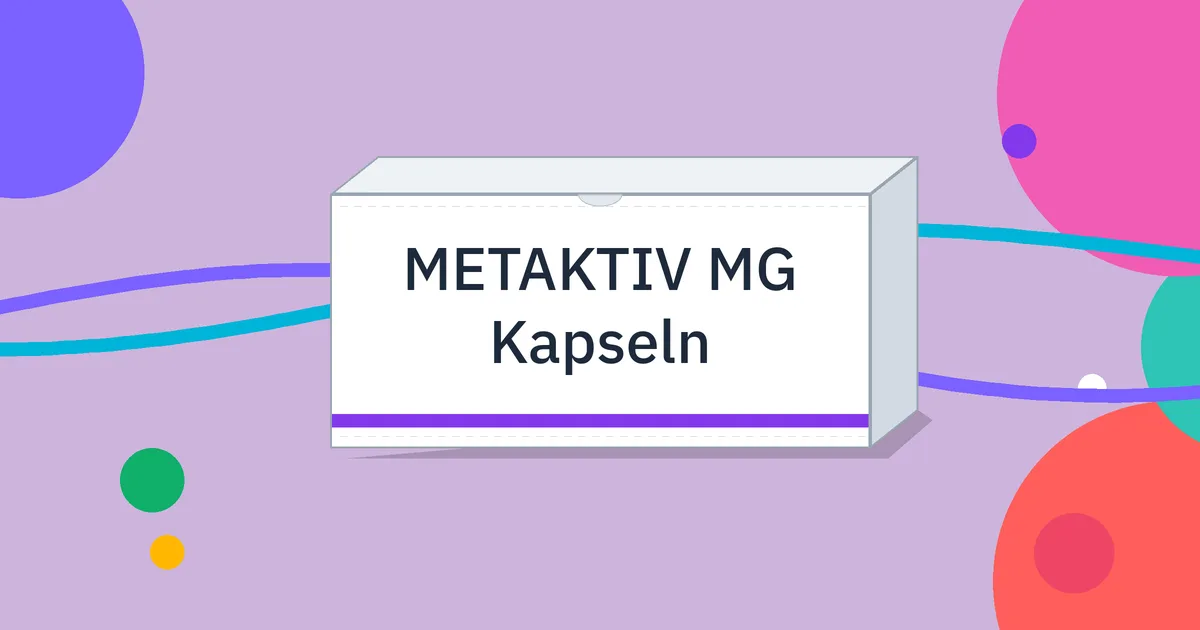 Symbolbild: Packung mit der Aufschrift METAKTIV MG Kapseln (PZN 04911187) – Verfügbarkeit und Bezug in Apotheken in Frankfurt am Main