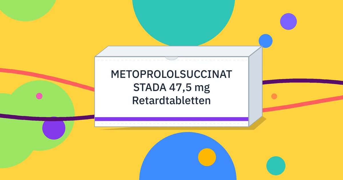 Symbolbild: Packung mit der Aufschrift METOPROLOLSUCCINAT STADA 47,5 mg Retardtabletten (PZN 05126705) – Verfügbarkeit und Bezug in Apotheken in Frankfurt am Main