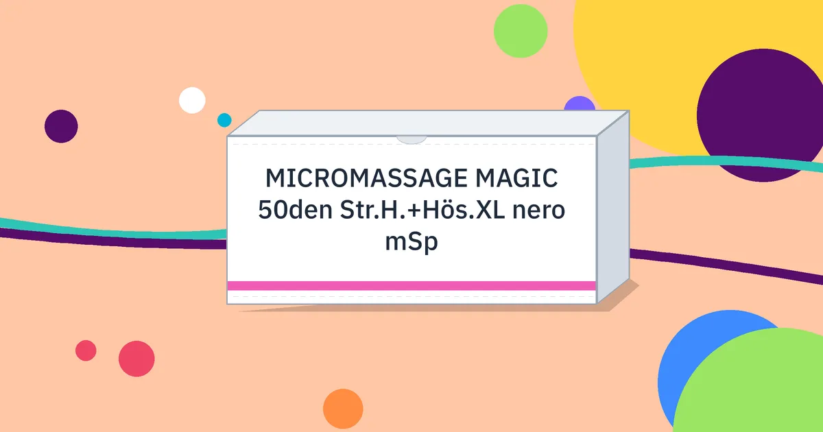 Symbolbild: Packung mit der Aufschrift MICROMASSAGE MAGIC 50den Str.H.+Hös.XL nero mSp (PZN 00554655) – Verfügbarkeit und Bezug in Apotheken in Frankfurt am Main