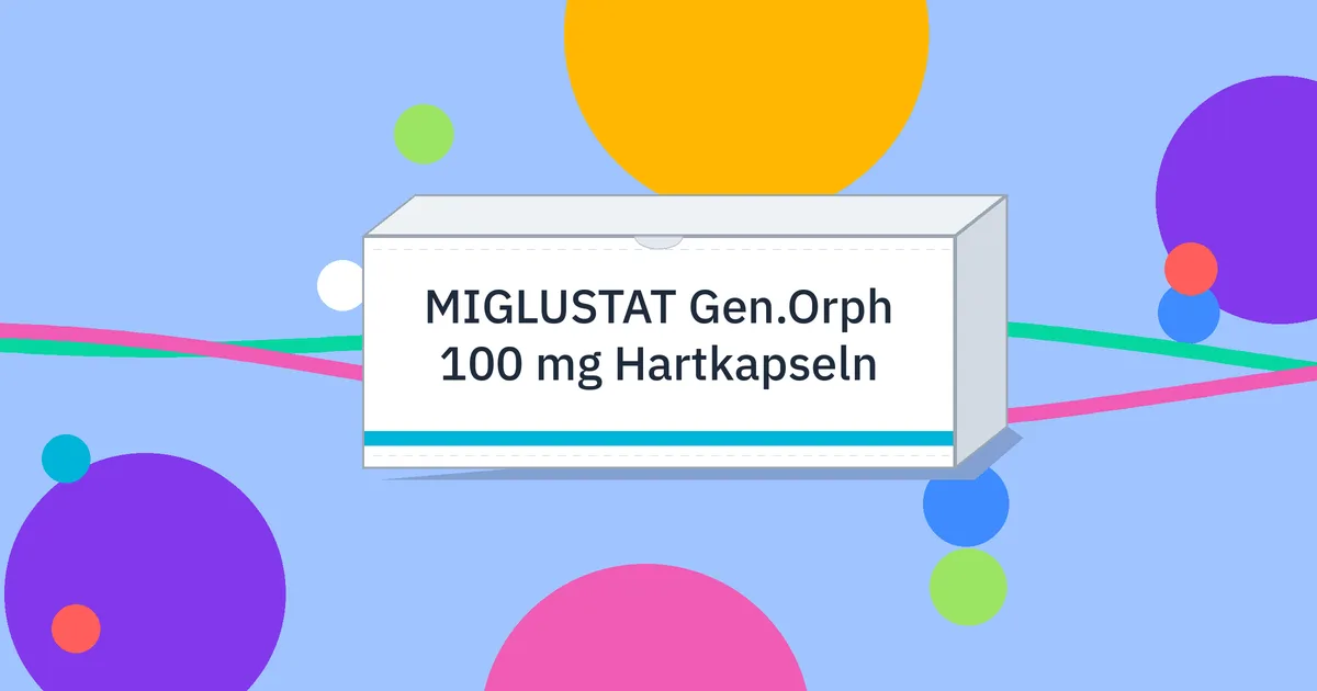 Symbolbild: Packung mit der Aufschrift MIGLUSTAT Gen.Orph 100 mg Hartkapseln (PZN 18047077) – Verfügbarkeit und Bezug in Apotheken in Frankfurt am Main