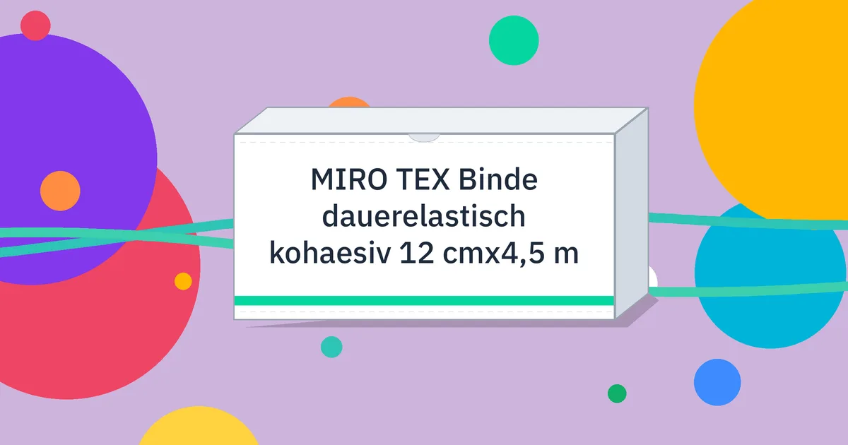 Symbolbild: Packung mit der Aufschrift MIRO TEX Binde dauerelastisch kohaesiv 12 cmx4,5 m (PZN 06854855) – Verfügbarkeit und Bezug in Apotheken in Frankfurt am Main