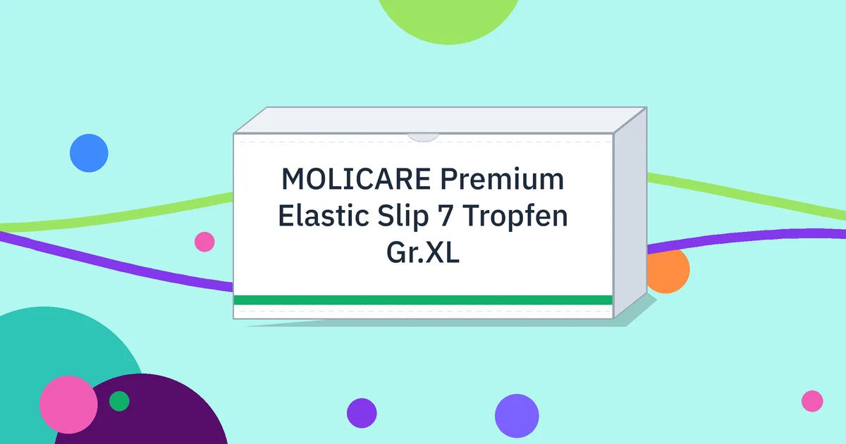 Symbolbild: Packung mit der Aufschrift MOLICARE Premium Elastic Slip 7 Tropfen Gr.XL (PZN 14211048) – Verfügbarkeit und Bezug in Apotheken in Frankfurt am Main