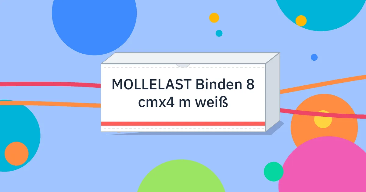 Symbolbild: Packung mit der Aufschrift MOLLELAST Binden 8 cmx4 m weiß (PZN 19763203) – Verfügbarkeit und Bezug in Apotheken in Frankfurt am Main