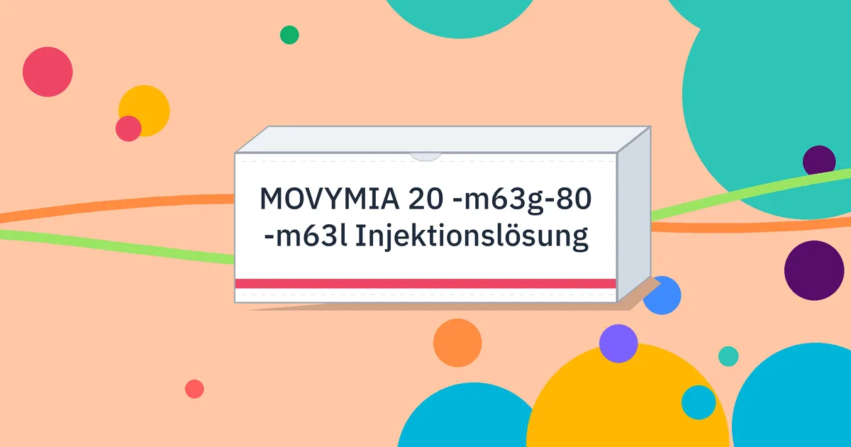 Symbolbild: Packung mit der Aufschrift MOVYMIA 20 -m63g-80 -m63l Injektionslösung (PZN 20217948) – Verfügbarkeit und Bezug in Apotheken in Frankfurt am Main