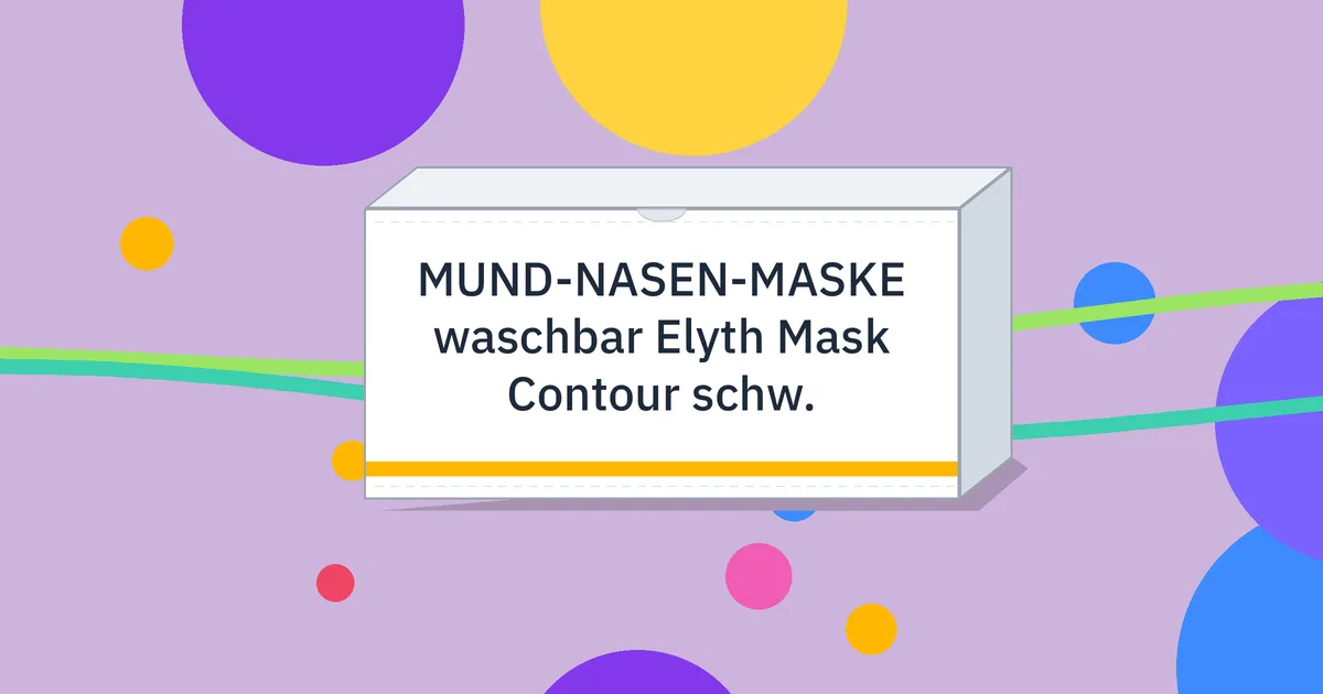 Symbolbild: Packung mit der Aufschrift MUND-NASEN-MASKE waschbar Elyth Mask Contour schw. (PZN 16755775) – Verfügbarkeit und Bezug in Apotheken in Frankfurt am Main