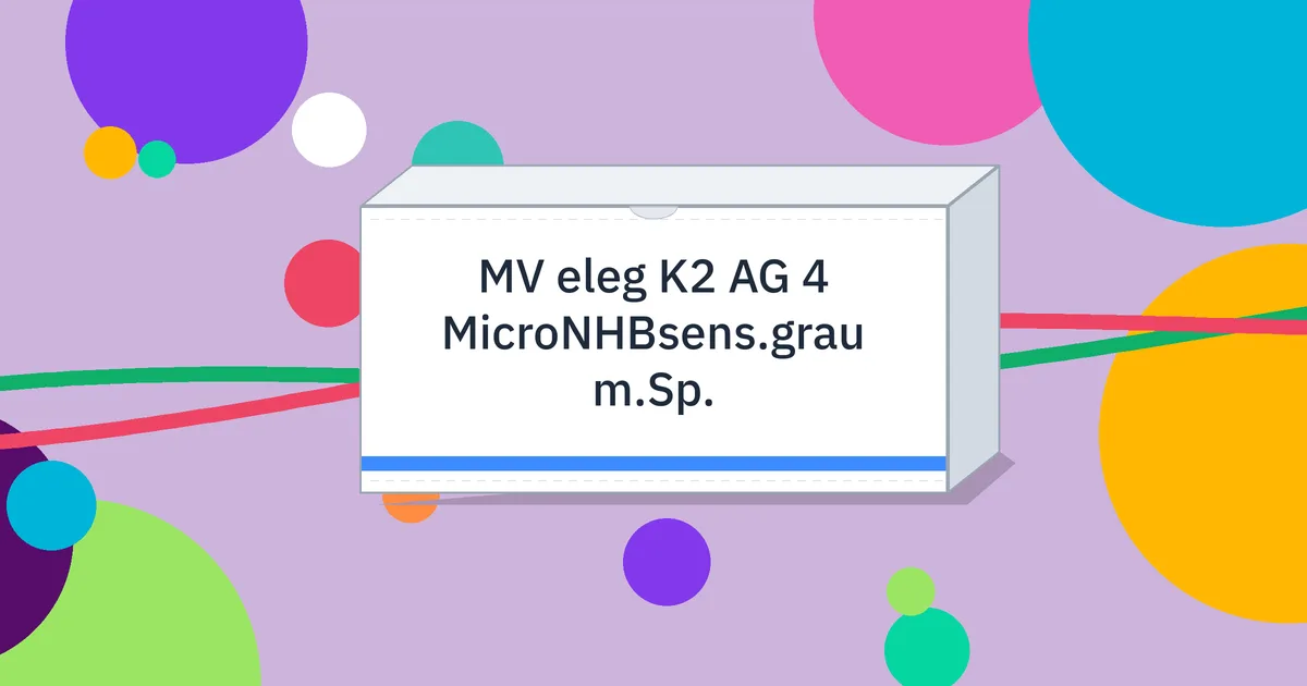 Symbolbild: Packung mit der Aufschrift MV eleg K2 AG 4 MicroNHBsens.grau m.Sp. (PZN 18930225) – Verfügbarkeit und Bezug in Apotheken in Frankfurt am Main