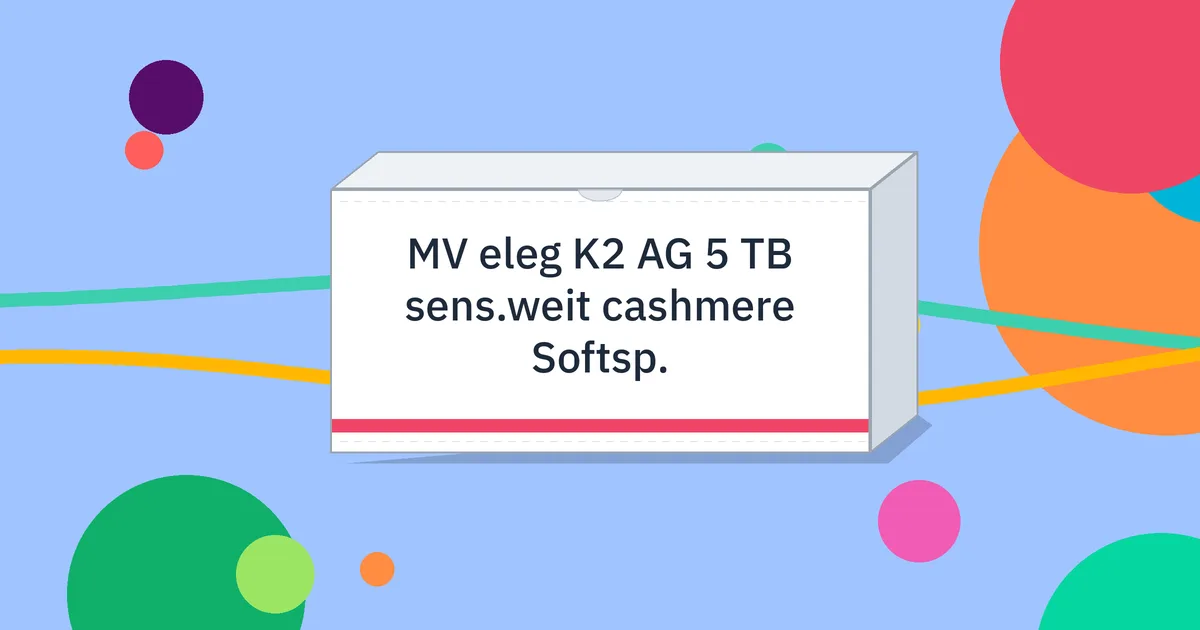 Symbolbild: Packung mit der Aufschrift MV eleg K2 AG 5 TB sens.weit cashmere Softsp. (PZN 14679202) – Verfügbarkeit und Bezug in Apotheken in Frankfurt am Main