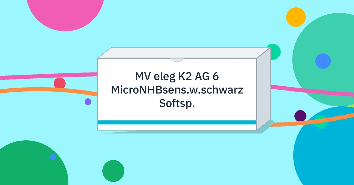 Symbolbild: Packung mit der Aufschrift MV eleg K2 AG 6 MicroNHBsens.w.schwarz Softsp. (PZN 16068945) – Verfügbarkeit und Bezug in Apotheken in Frankfurt am Main