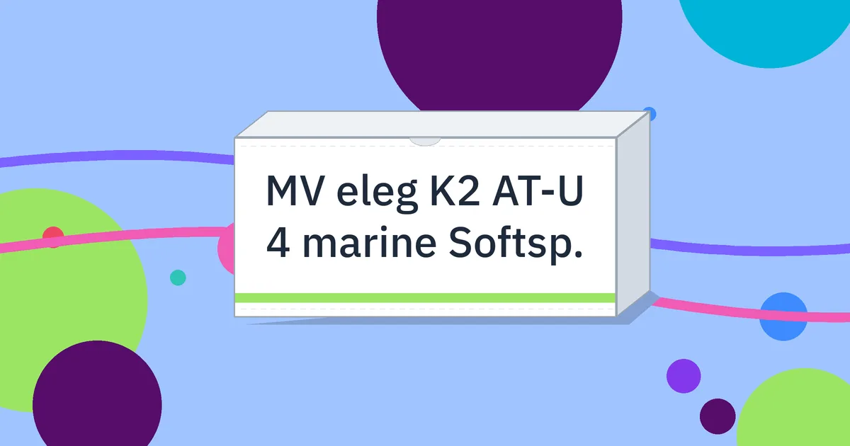 Symbolbild: Packung mit der Aufschrift MV eleg K2 AT-U 4 marine Softsp. (PZN 15290883) – Verfügbarkeit und Bezug in Apotheken in Frankfurt am Main
