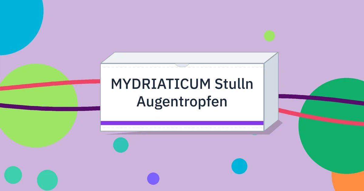 Symbolbild: Packung mit der Aufschrift MYDRIATICUM Stulln Augentropfen (PZN 04647856) – Verfügbarkeit und Bezug in Apotheken in Frankfurt am Main