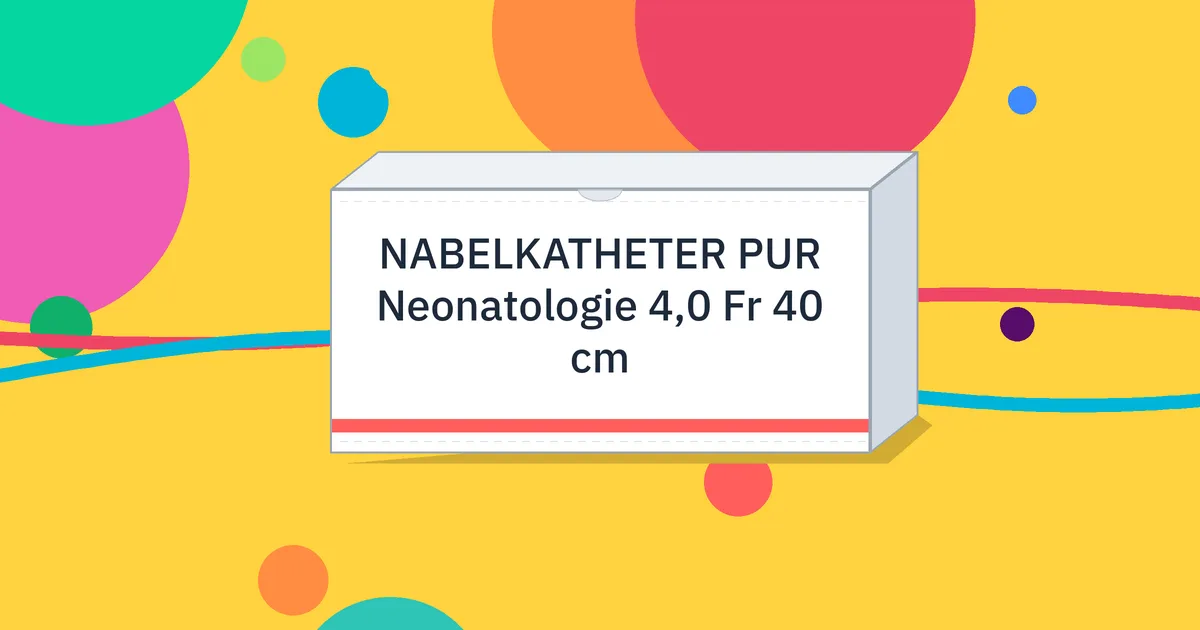 Symbolbild: Packung mit der Aufschrift NABELKATHETER PUR Neonatologie 4,0 Fr 40 cm (PZN 09398116) – Verfügbarkeit und Bezug in Apotheken in Frankfurt am Main