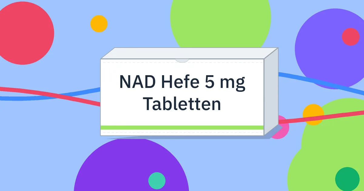 Symbolbild: Packung mit der Aufschrift NAD Hefe 5 mg Tabletten (PZN 00494924) – Verfügbarkeit und Bezug in Apotheken in Frankfurt am Main