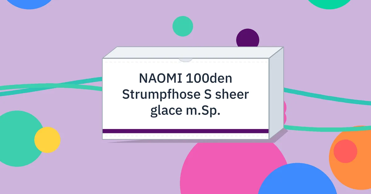 Symbolbild: Packung mit der Aufschrift NAOMI 100den Strumpfhose S sheer glace m.Sp. (PZN 16177522) – Verfügbarkeit und Bezug in Apotheken in Frankfurt am Main
