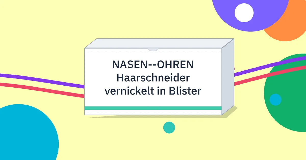 Symbolbild: Packung mit der Aufschrift NASEN--OHREN Haarschneider vernickelt in Blister (PZN 18155393) – Verfügbarkeit und Bezug in Apotheken in Frankfurt am Main