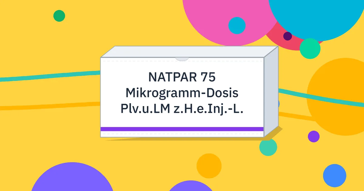 Symbolbild: Packung mit der Aufschrift NATPAR 75 Mikrogramm-Dosis Plv.u.LM z.H.e.Inj.-L. (PZN 12642442) – Verfügbarkeit und Bezug in Apotheken in Frankfurt am Main