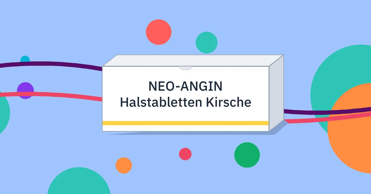 Symbolbild: Packung mit der Aufschrift NEO-ANGIN Halstabletten Kirsche (PZN 08997145) – Verfügbarkeit und Bezug in Apotheken in Frankfurt am Main