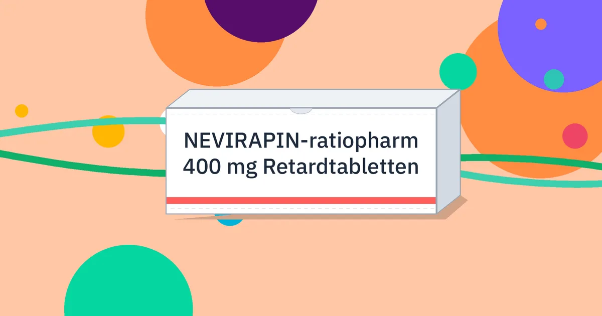 Symbolbild: Packung mit der Aufschrift NEVIRAPIN-ratiopharm 400 mg Retardtabletten (PZN 11329884) – Verfügbarkeit und Bezug in Apotheken in Frankfurt am Main