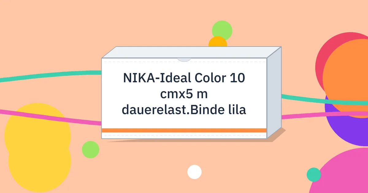 Symbolbild: Packung mit der Aufschrift NIKA-Ideal Color 10 cmx5 m dauerelast.Binde lila (PZN 14236083) – Verfügbarkeit und Bezug in Apotheken in Frankfurt am Main